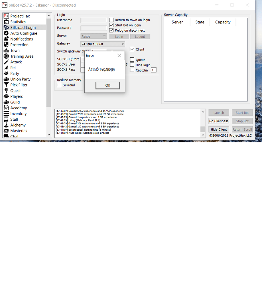 Trsro Phbot relogin problem - phBot - ProjectHax