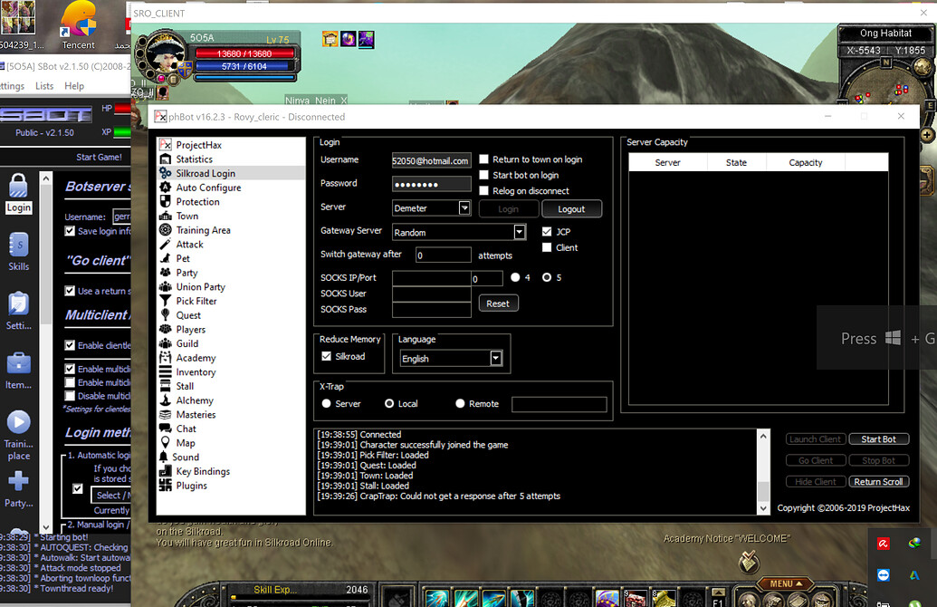 Sbot with phbot - phBot - ProjectHax