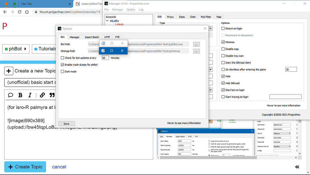 (unofficial) basic start settings for manager & phbot testing ...