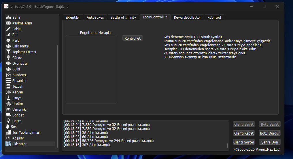 phBot - LoginControlTR Plugin - Plugins - ProjectHax