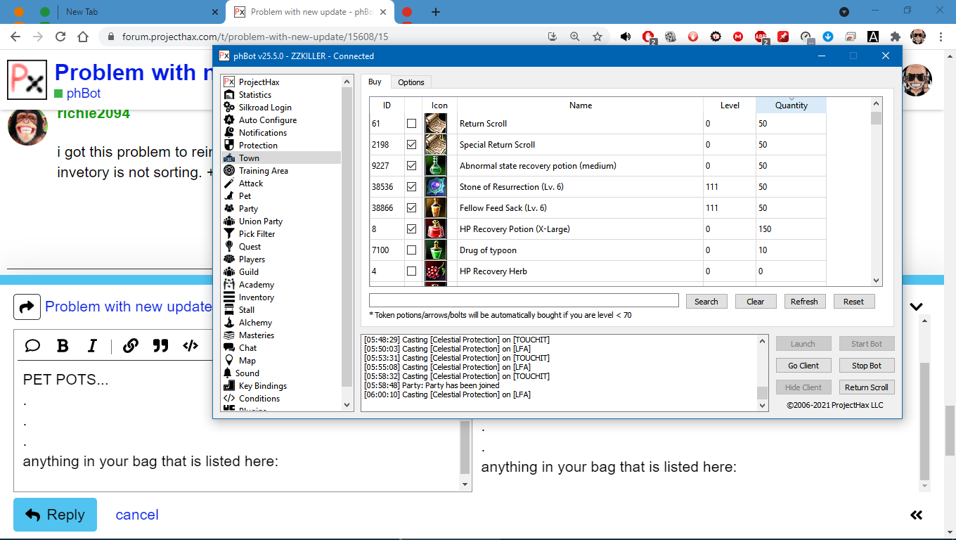 Problem with new update - phBot - ProjectHax