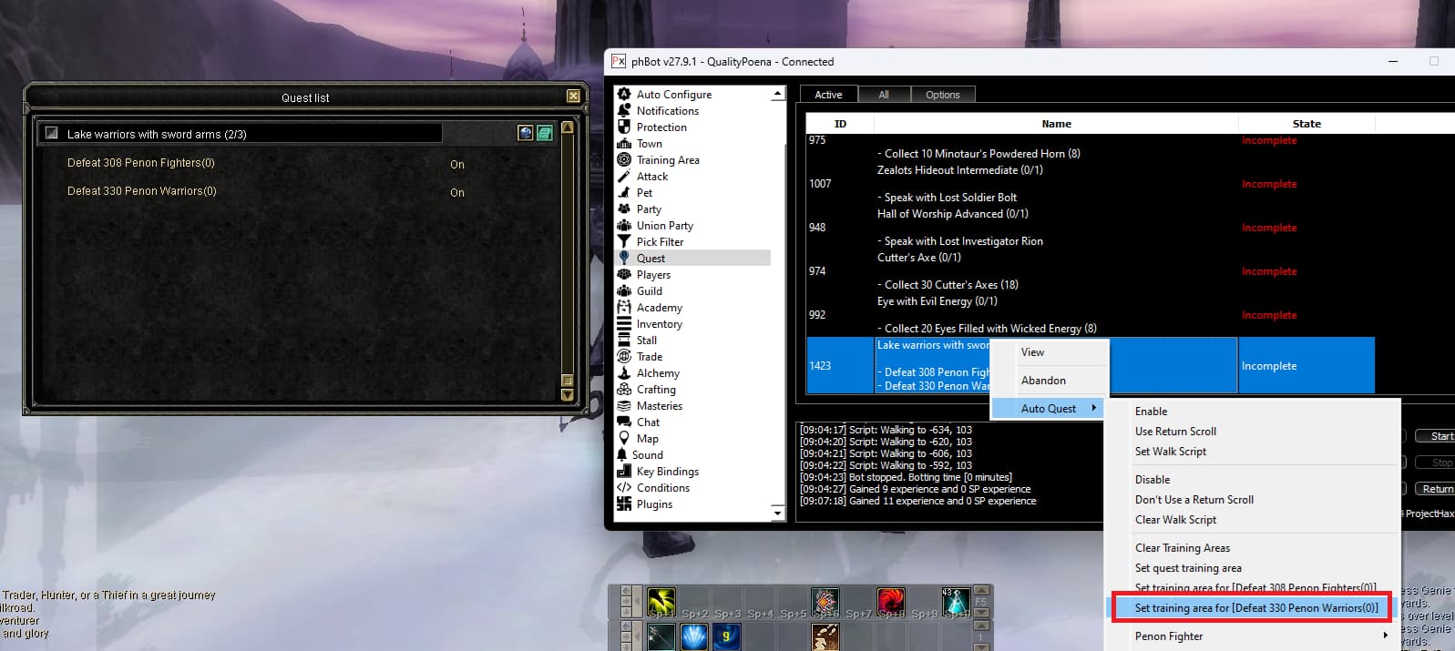 [Guide] phBot - Multi Training Areas for Quests - phBot - ProjectHax