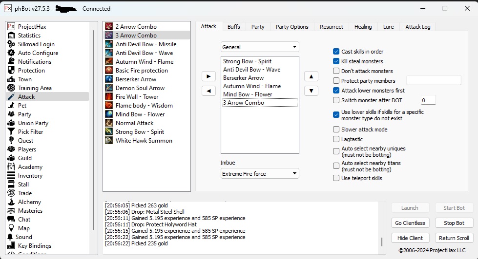 My skills get removed at every town return - phBot - ProjectHax