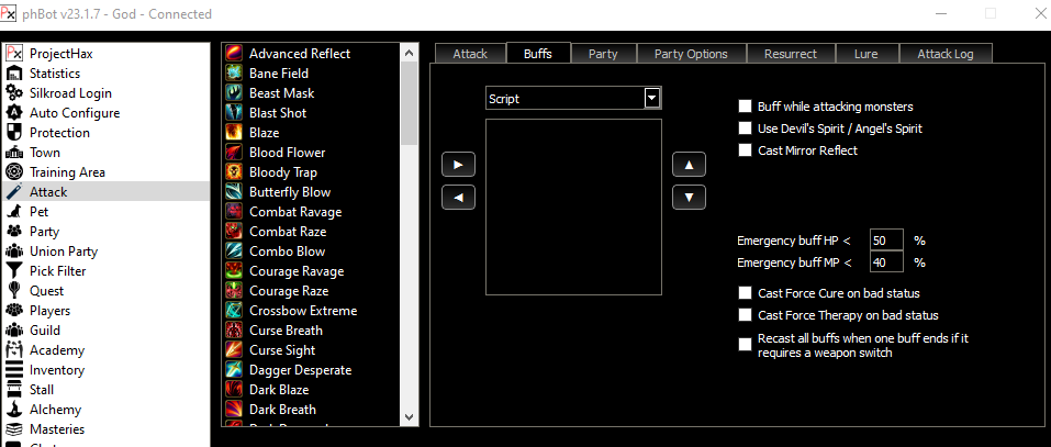 Using skill during town script - phBot - ProjectHax