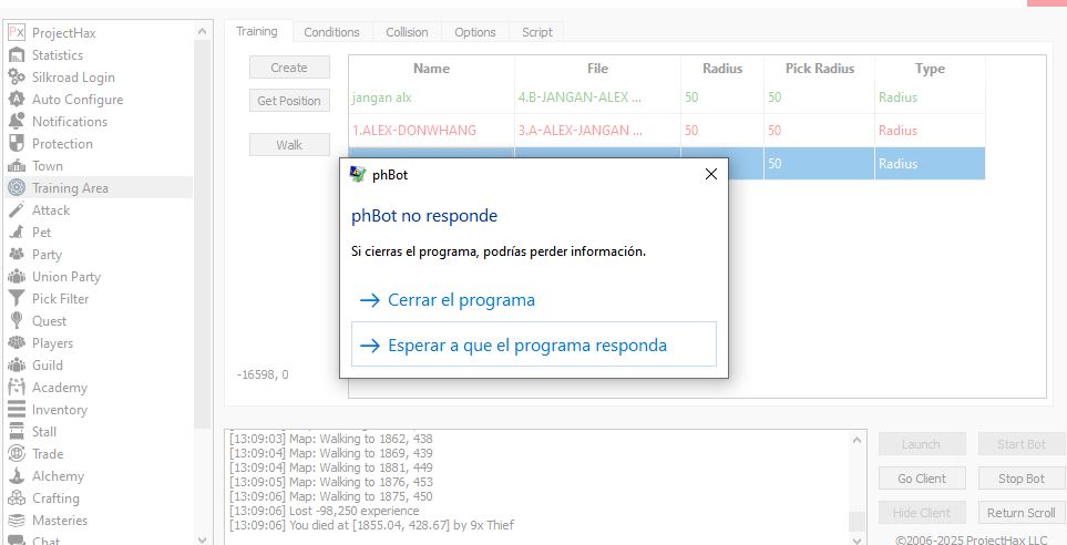 I have a problem with phbot - phBot - ProjectHax