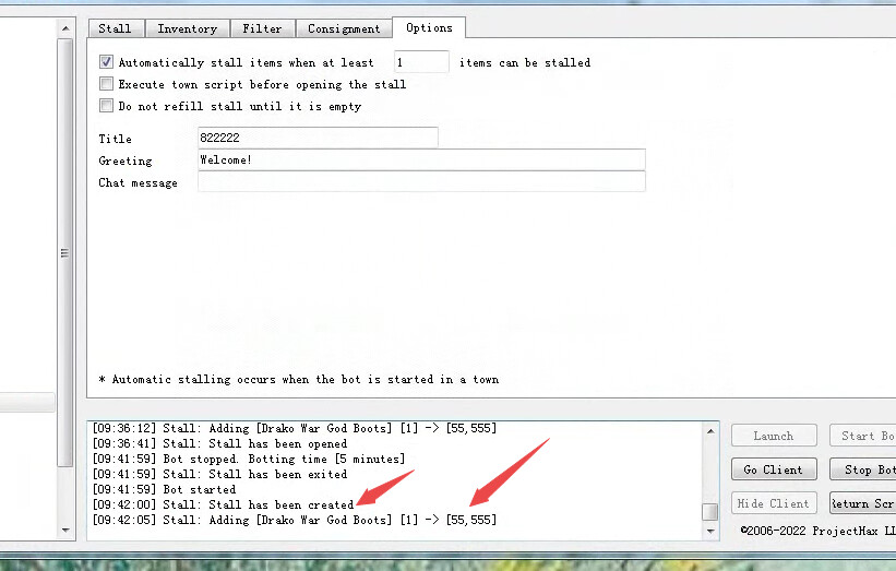 Bors,how to auto stall? - phBot - ProjectHax
