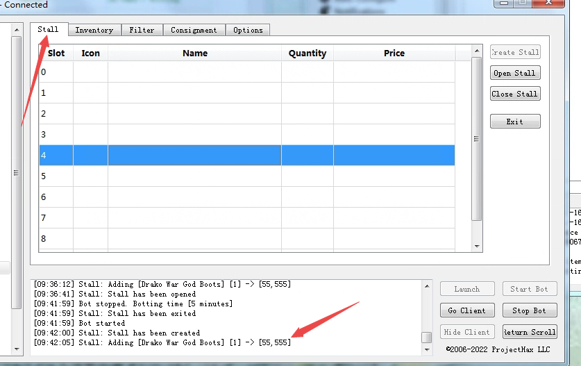 Bors,how to auto stall? - phBot - ProjectHax